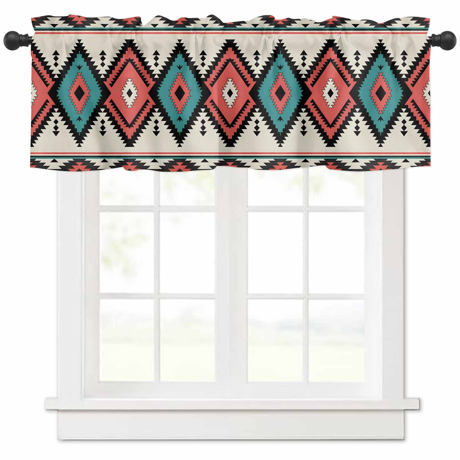 Aztec Southwest Valances for Windows Farmhouse Kitchen Curtains ...