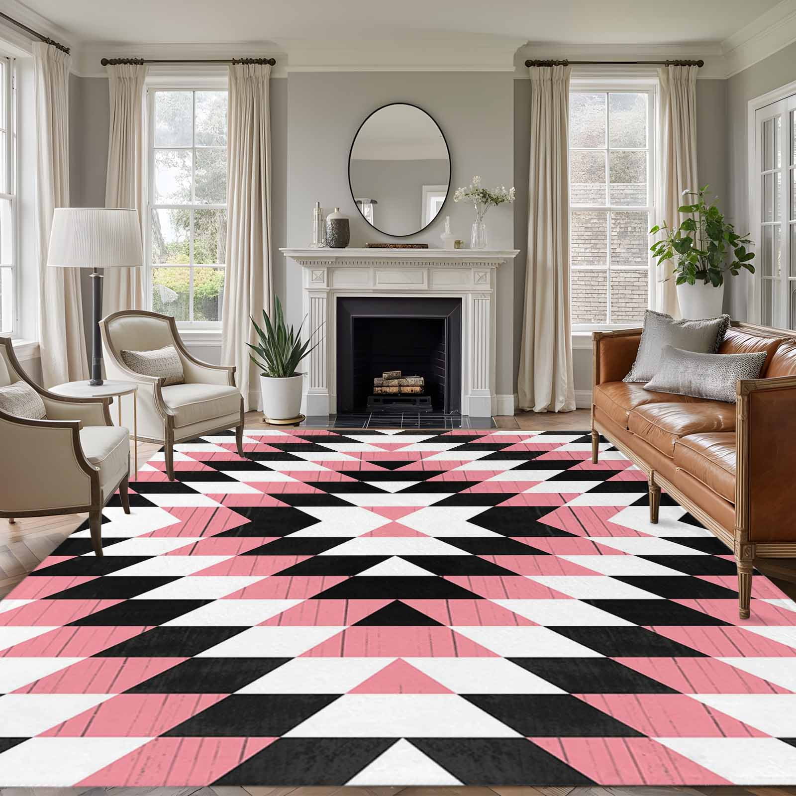 Aztec Southwest Washable Living Room Rugs 5'x8', Vintage Abstract Pink ...