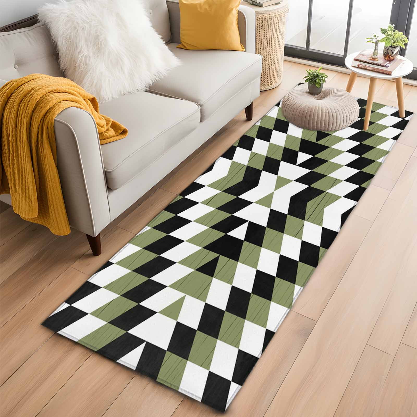Aztec Southwest Washable Runner Rugs 2'x6', Vintage Abstract Green ...