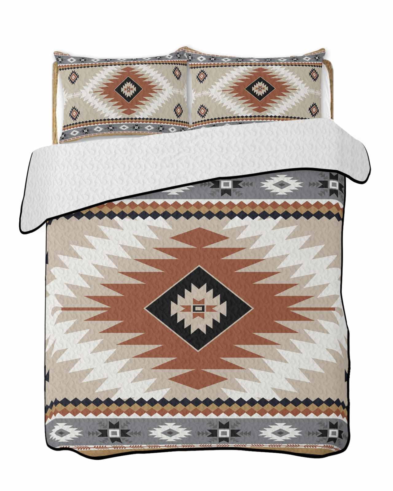 Aztec Southwestern 3 Piece Quilt Bedding Set with 2 Pillow Shams ...