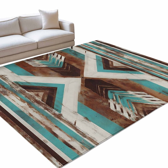 Aztec Southwestern Area Rugs 3x5ft Vintage Abstract Brown Turquoise ...