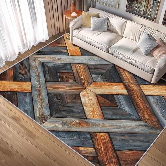 Aztec Southwestern Area Rugs, Vintage Wood Grain Tribal Pattern Carpet ...