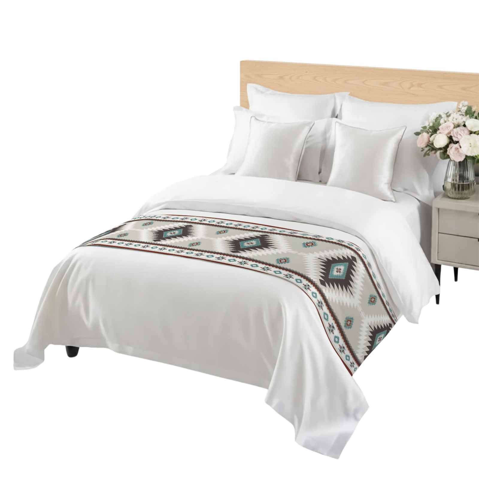 Aztec Southwestern Bed Runner Twin Size Ethnic Tribal Style Geometric ...