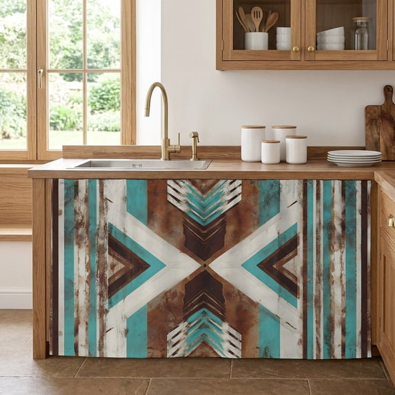 Aztec Southwestern Cabinet Curtains for Kitchen 28"W x 51"L, Vintage ...