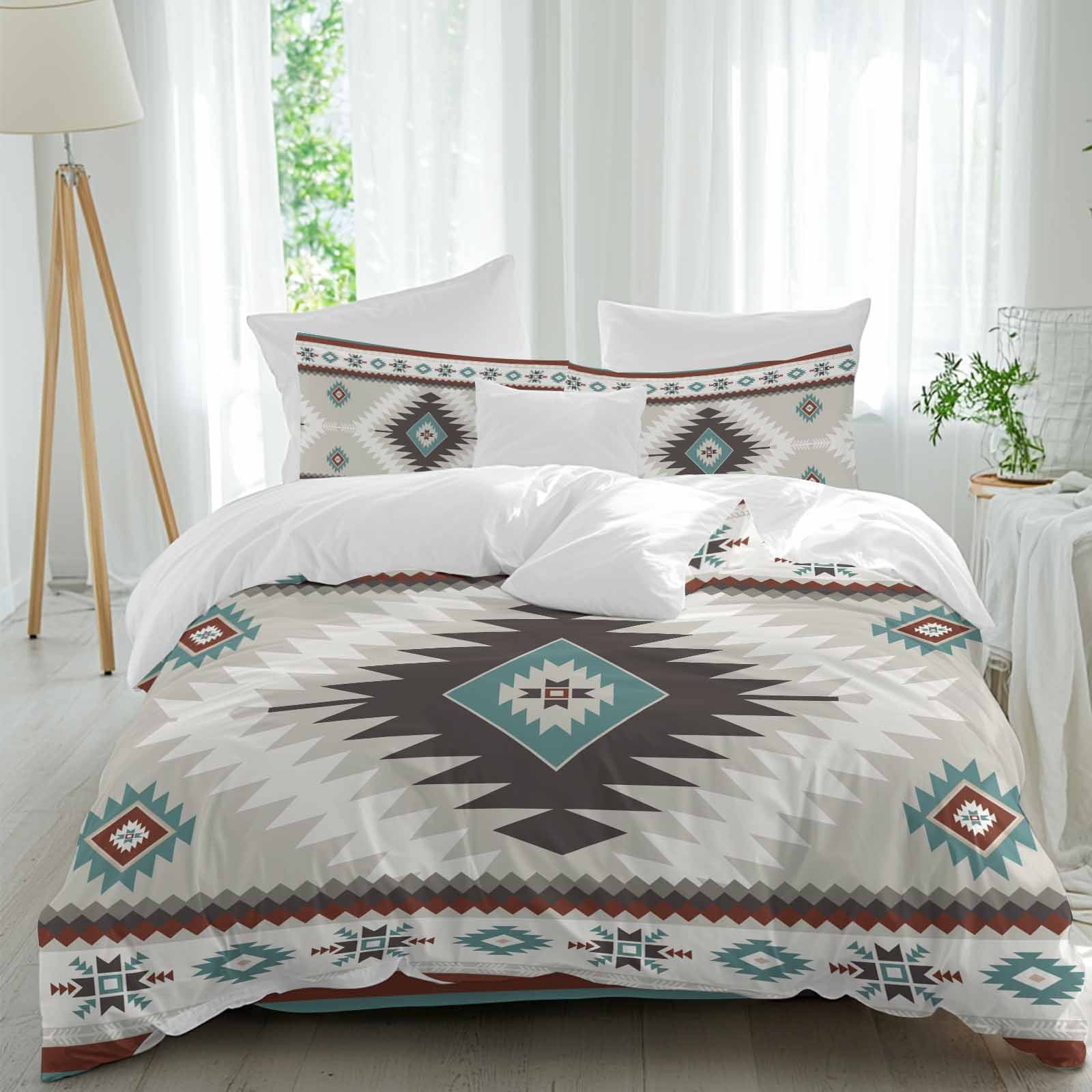 Aztec Southwestern Duvet Cover Set Queen Size, Ethnic Tribal Style ...