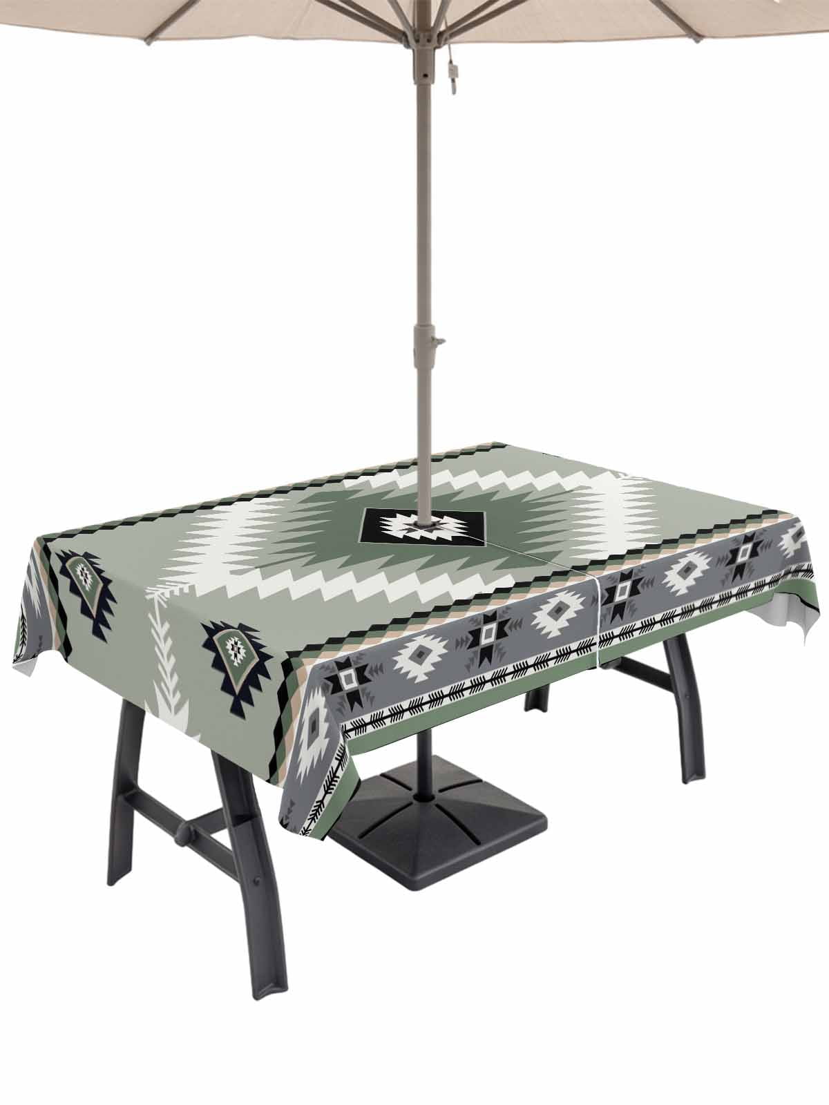 Aztec Southwestern Rectangle Outdoor Tablecloth with Umbrella Hole ...