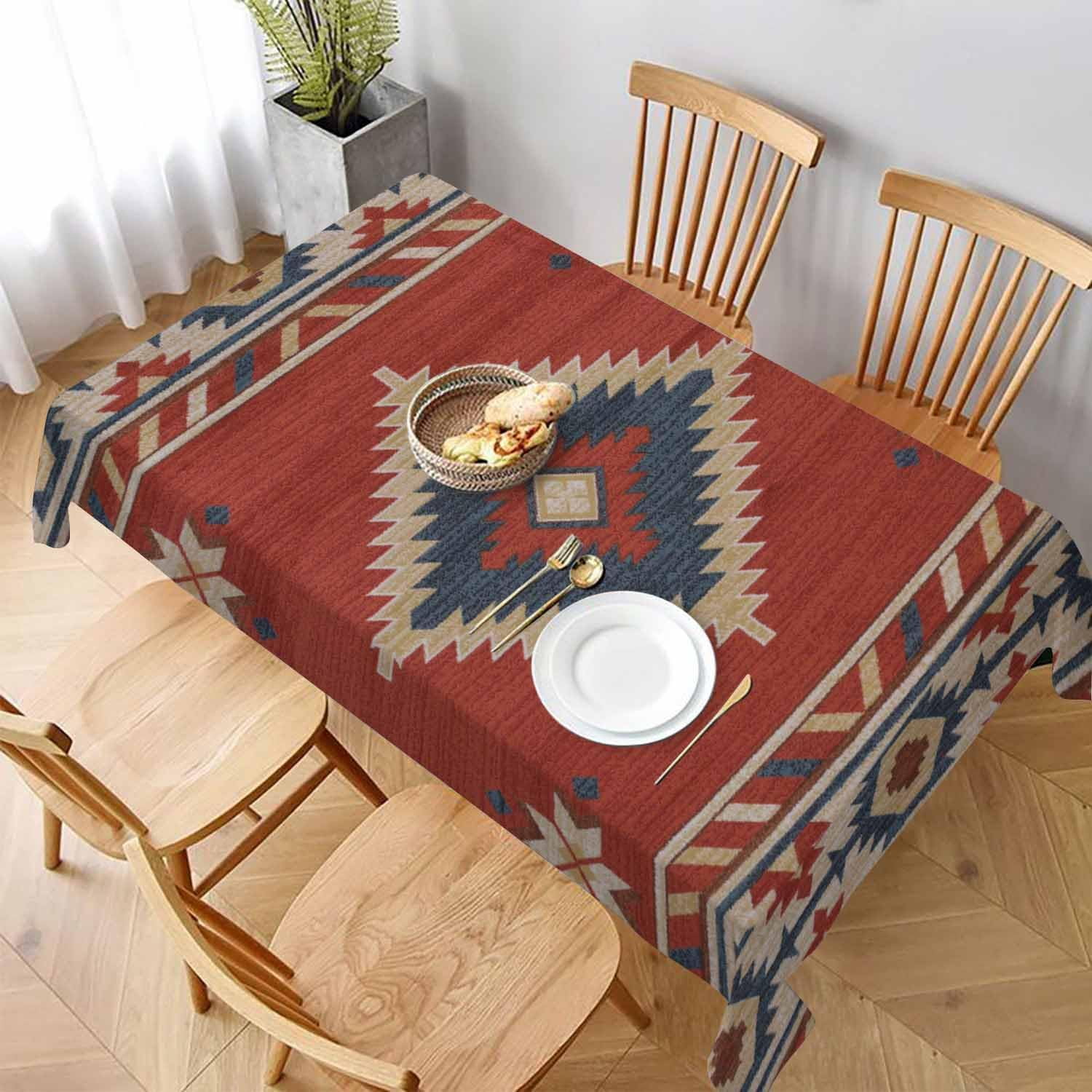 Aztec Southwestern RectangularTablecloth Ethnic Tribal Geometric Design ...