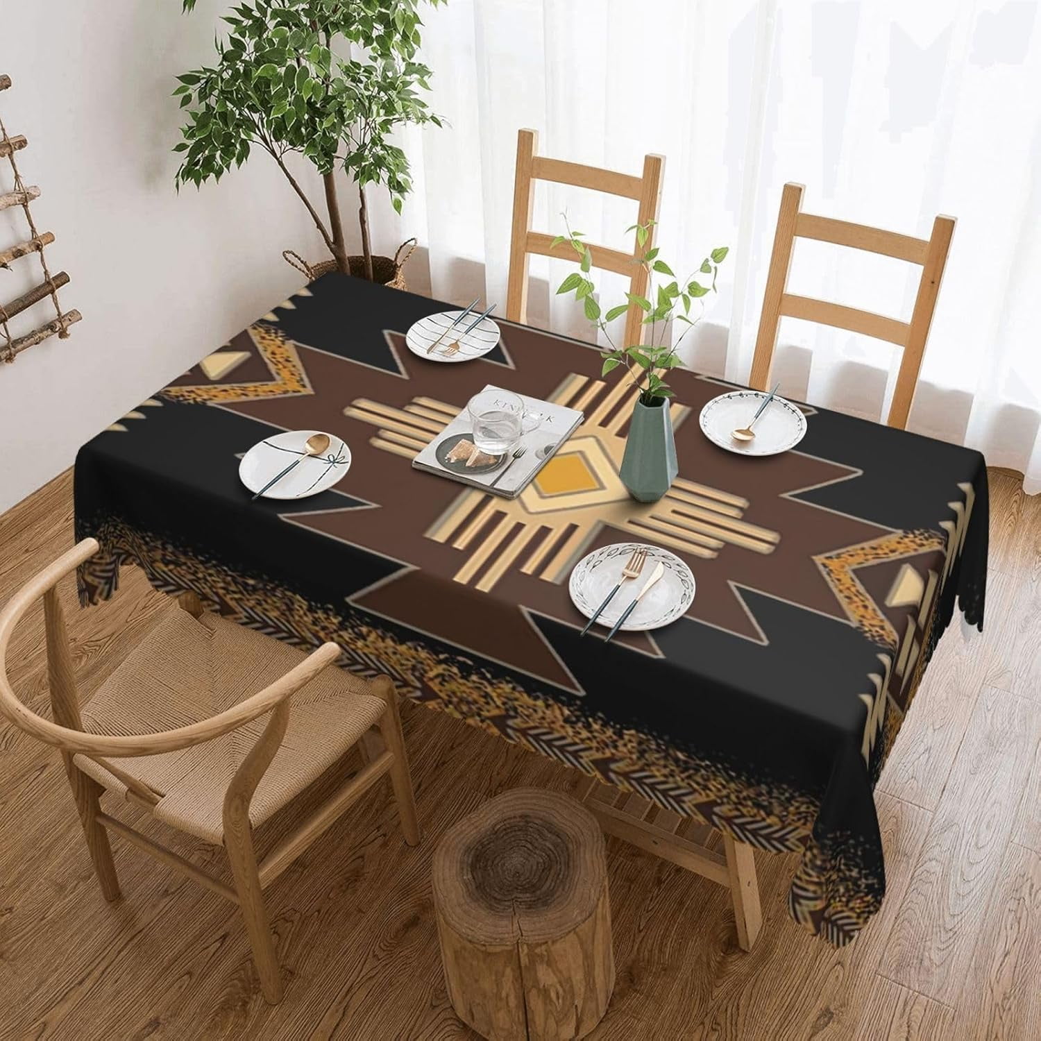 Aztec Southwestern RectangularTablecloth Ethnic Tribal Geometric Design ...