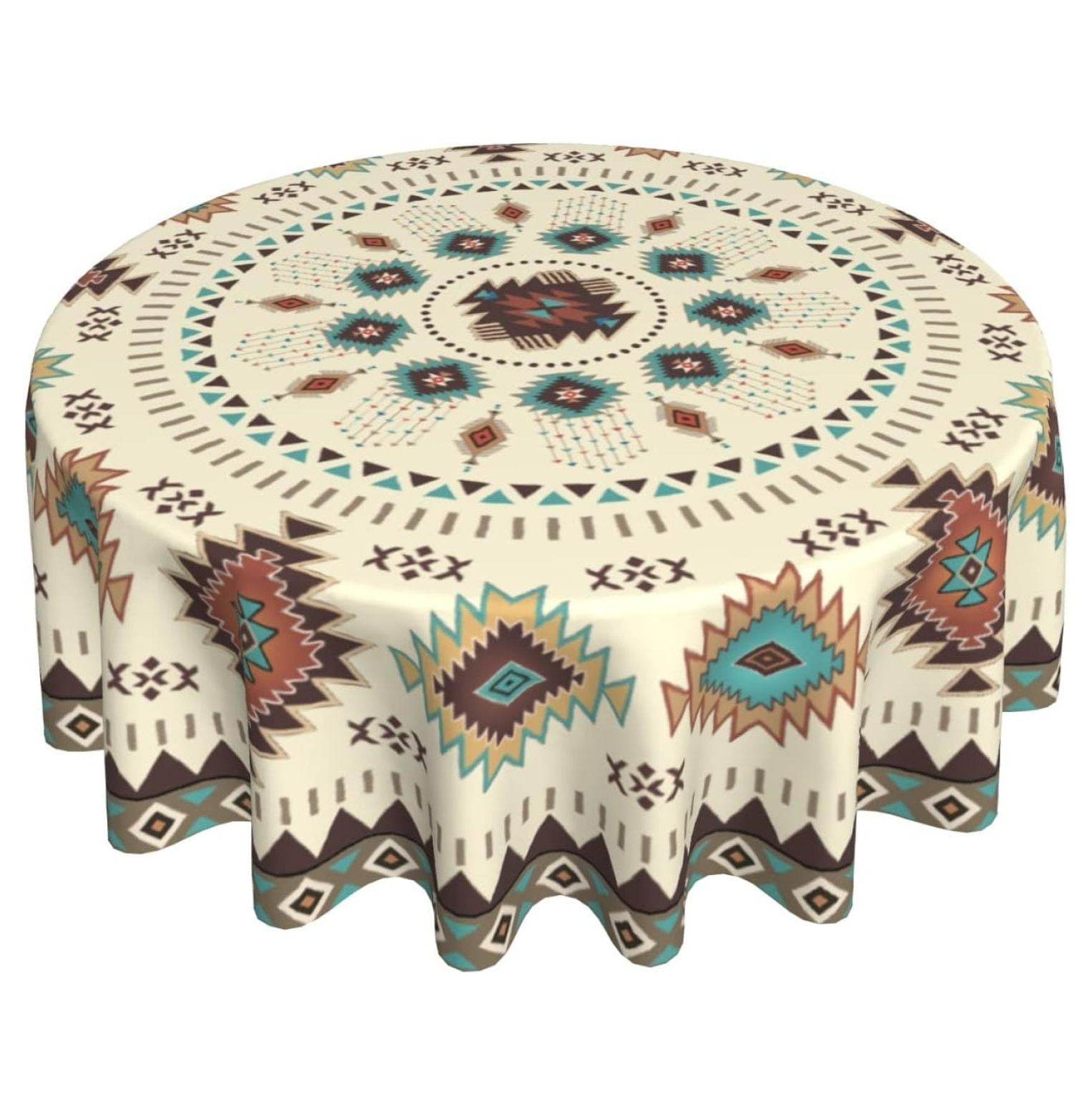Aztec Southwestern Round Tablecloth 60" Ethnic Tribal Geometric Design ...