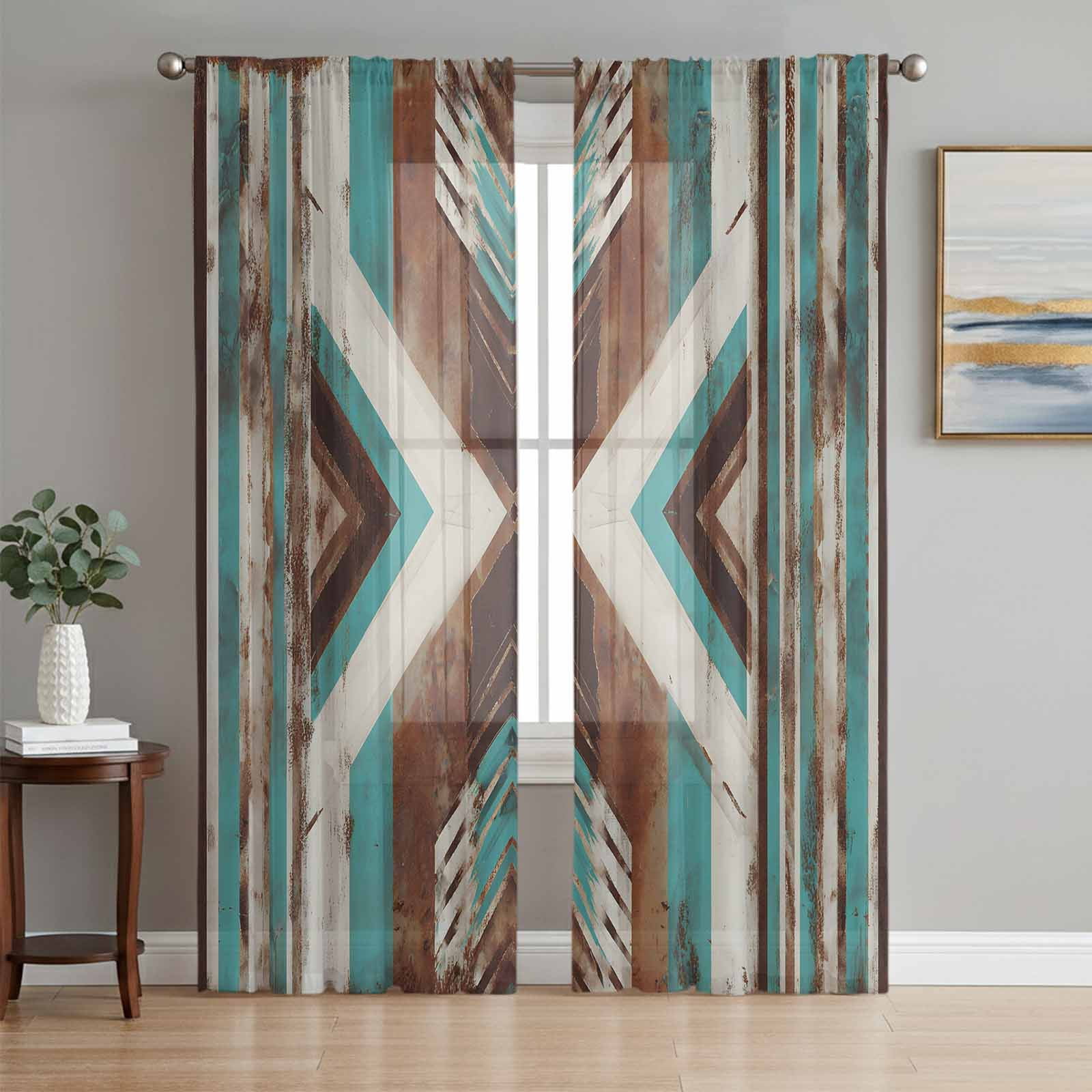 Aztec Southwestern Sheer Curtains for Living Room Bedroom, Vintage ...