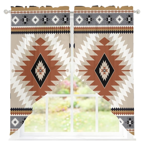 Aztec Southwestern Sheer Curtains Swag Valances for Windows Ethnic ...
