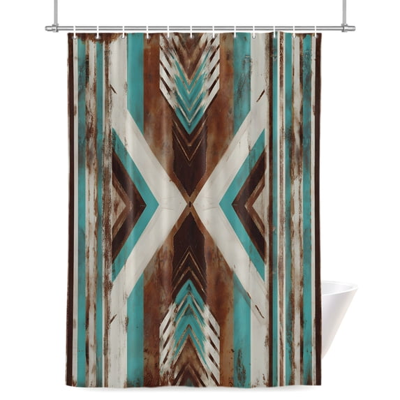 Aztec Southwestern Shower Curtain, Vintage Abstract Brown Turquoise ...