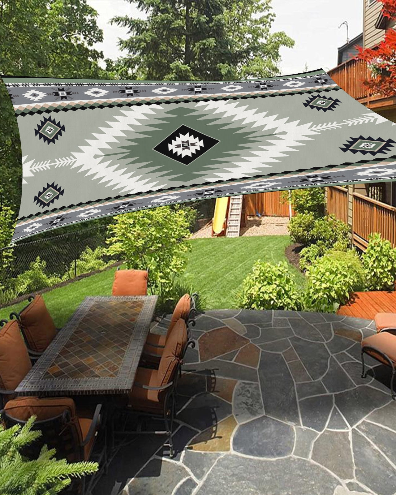 Aztec Southwestern Sun Shade Sail 14'X18' Ethnic Tribal Style Geometric ...