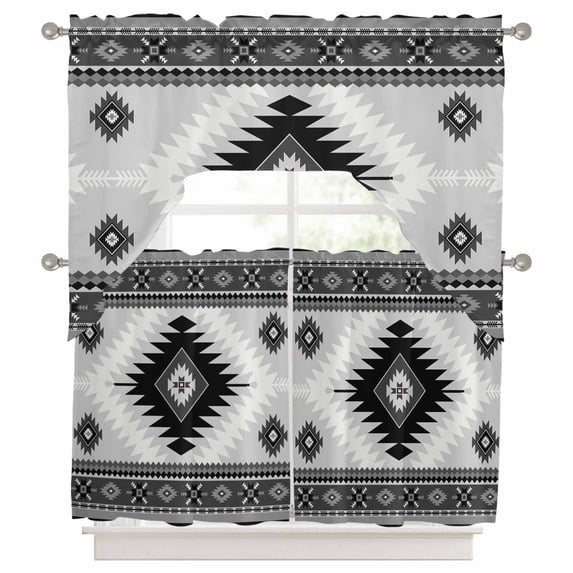 Aztec Southwestern Swag Valance and Tier Set of 3, Ethnic Tribal Style ...