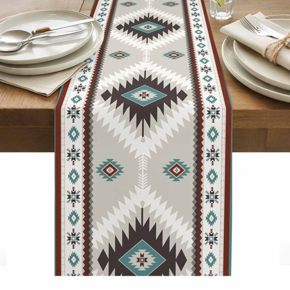 Aztec Southwestern Table Runner 13 x 108 Inch, Ethnic Tribal Style ...