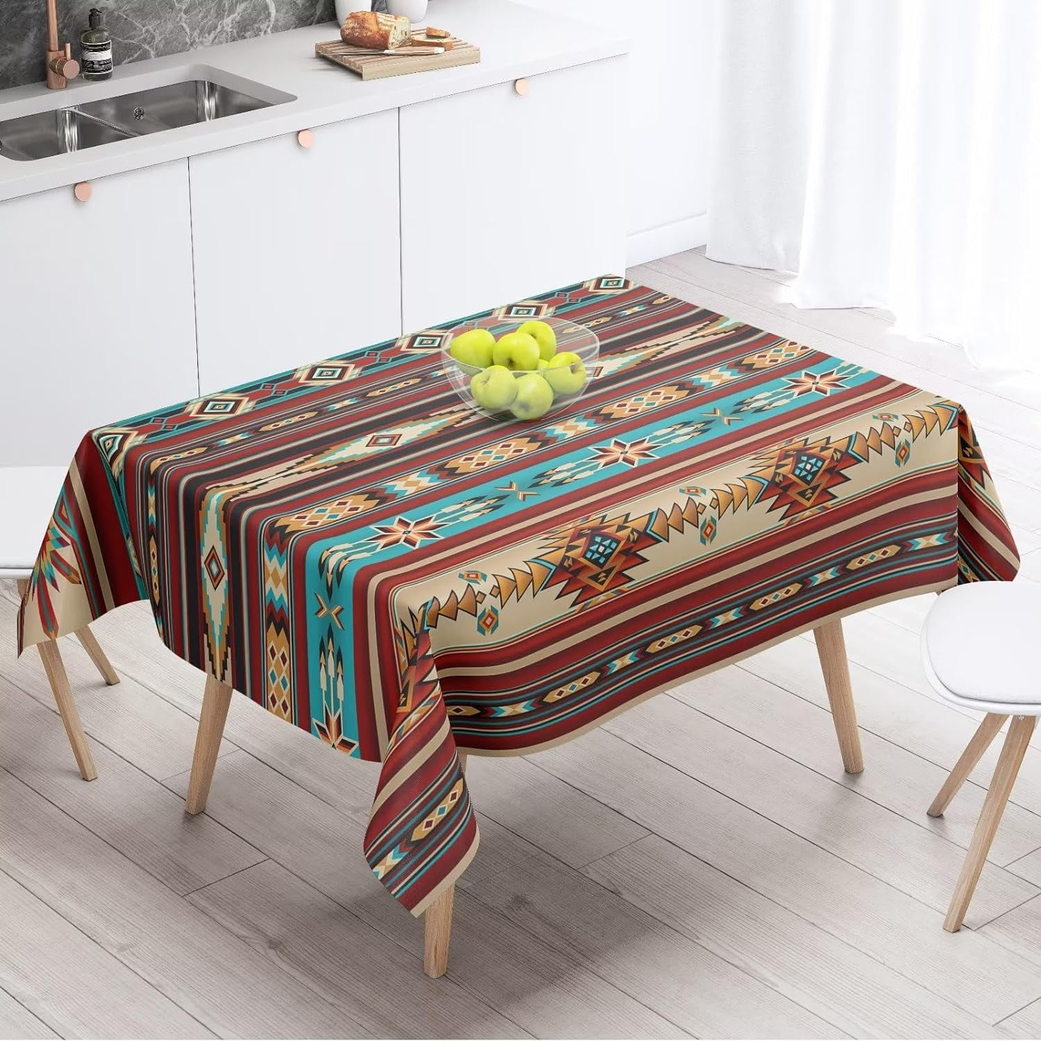 Aztec Southwestern Tablecloth Ethnic Tribal Geometric Design Vintage ...