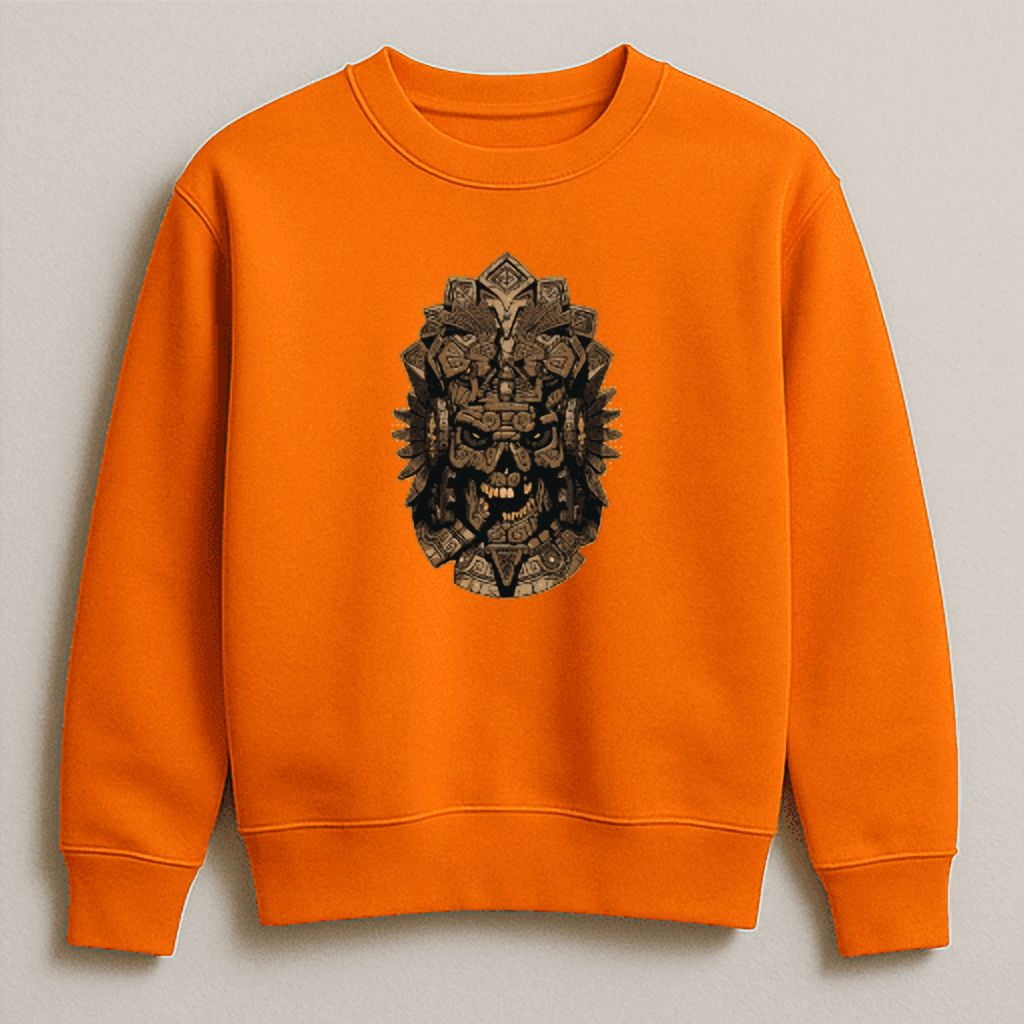 Aztec Stone Mask With Ancient Cultural Relic Inspired Graphic Art ...