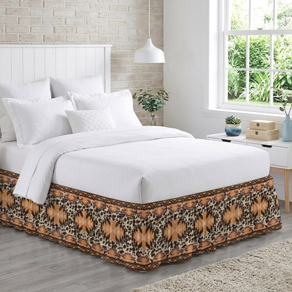 Aztec Style Bed Skirt King Size 16 Inch Drop, Brown Southwestern ...