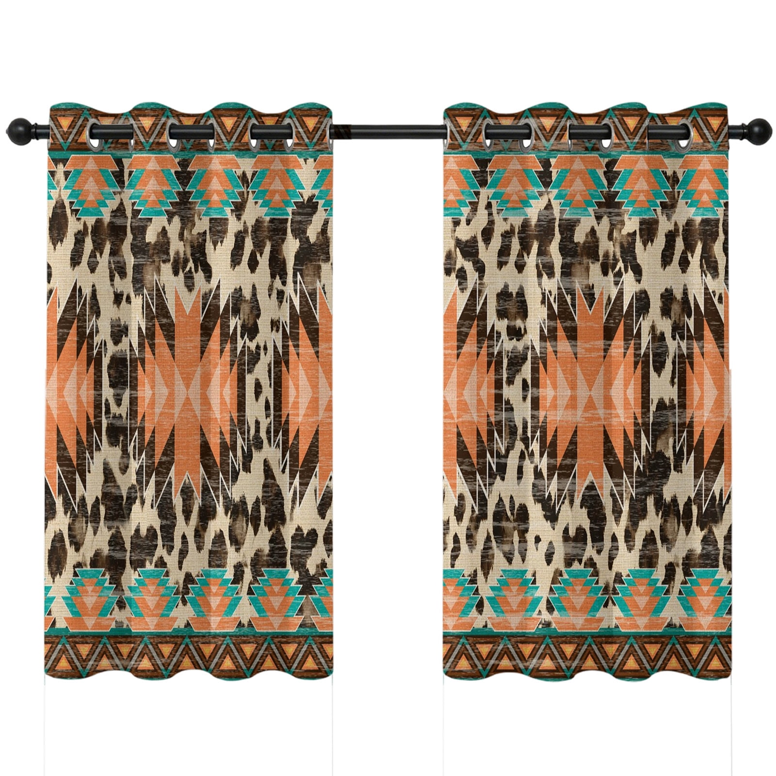 Aztec Style Blackout Curtains 54 Inches Long, Brown Southwestern ...