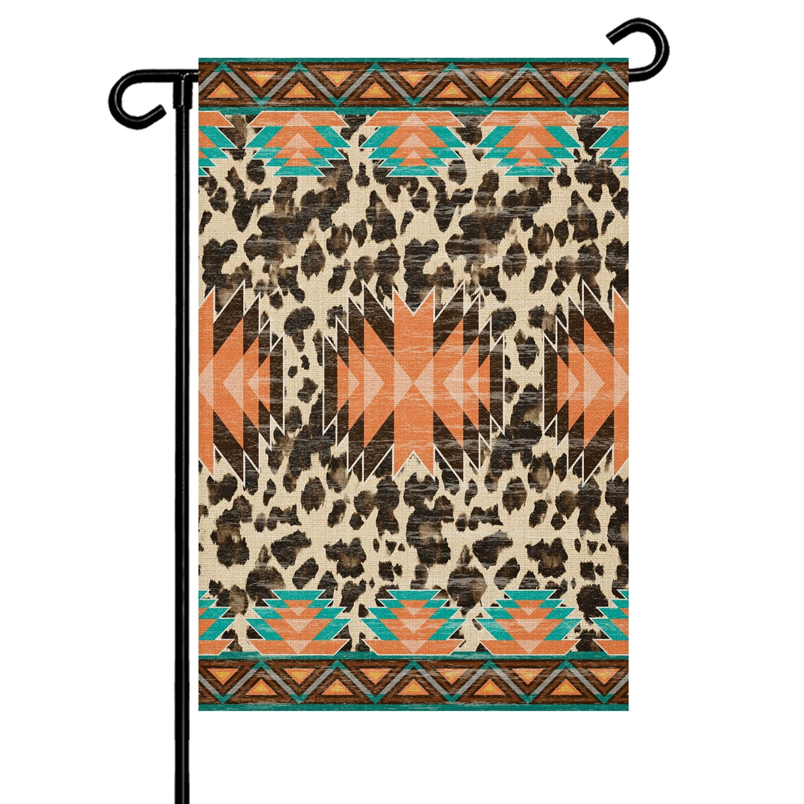 Aztec Style Garden Flag 28x40 Inch Brown Southwestern Leopard Print ...
