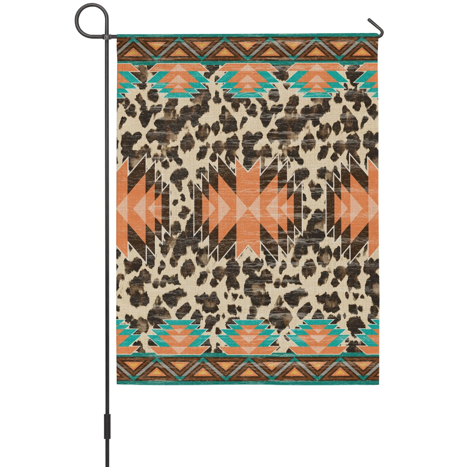 Aztec Style Garden Flags For Outdoor, Brown Southwestern Leopard Print ...