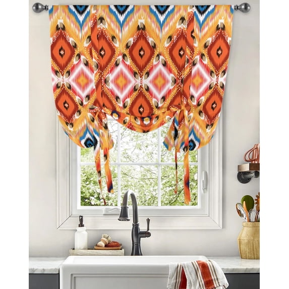 Aztec Style Textures Window Curtain for Living Room Kitchen Tie-up ...