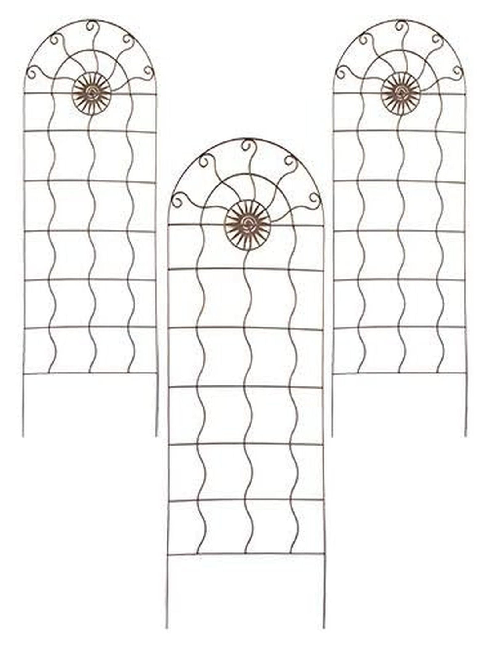 Aztec Sun Garden Trellises, Rust, 72" H - Set of 3 Metal Plant Supports ...