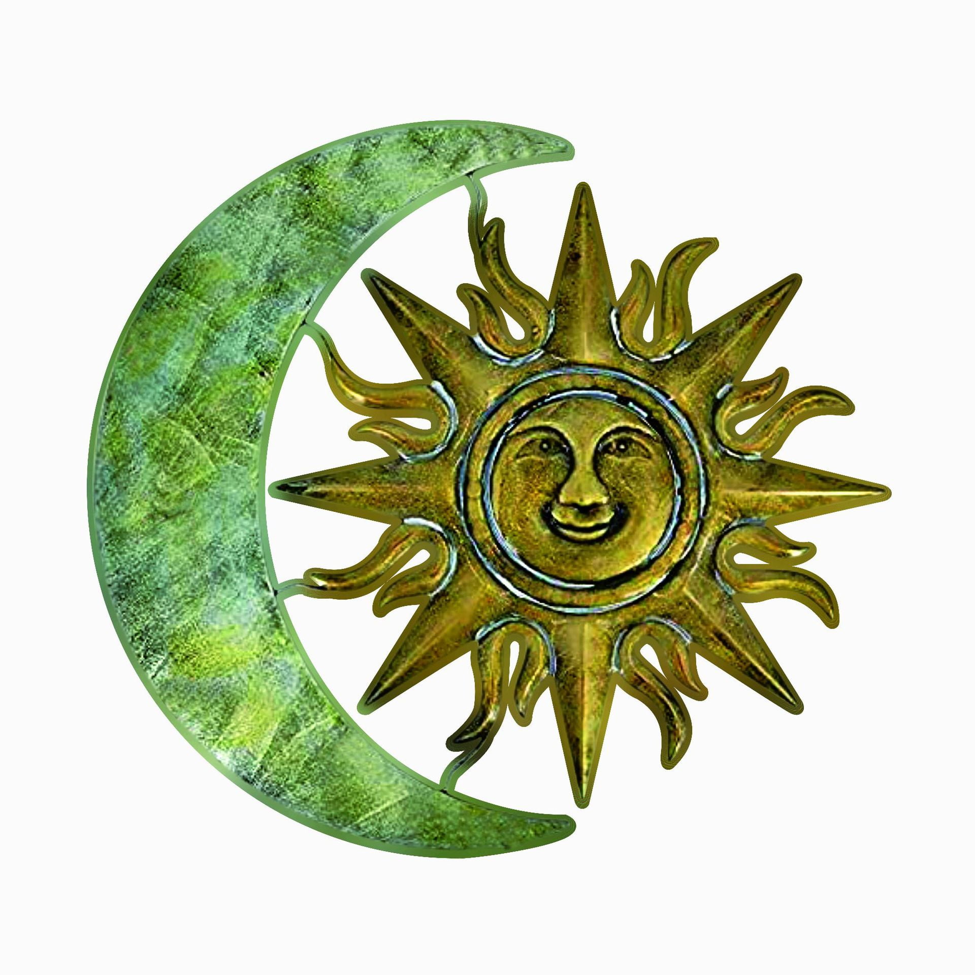 Aztec Sun Moon Iron Wall Decor Metal Wall Art Celestial Theme 3D ...