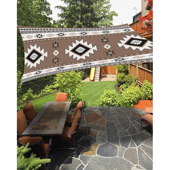 Aztec Sun Shade Sail 8'X10' Southwest Wind Brown Bohemian Ethnic Wind ...
