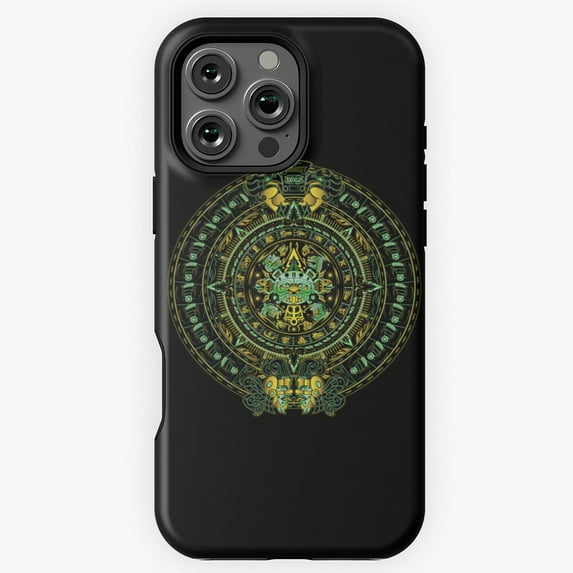 Aztec Sun Stone Martial Arts Cultural iPhone Case 11 12 13 14 15 16 17 ...
