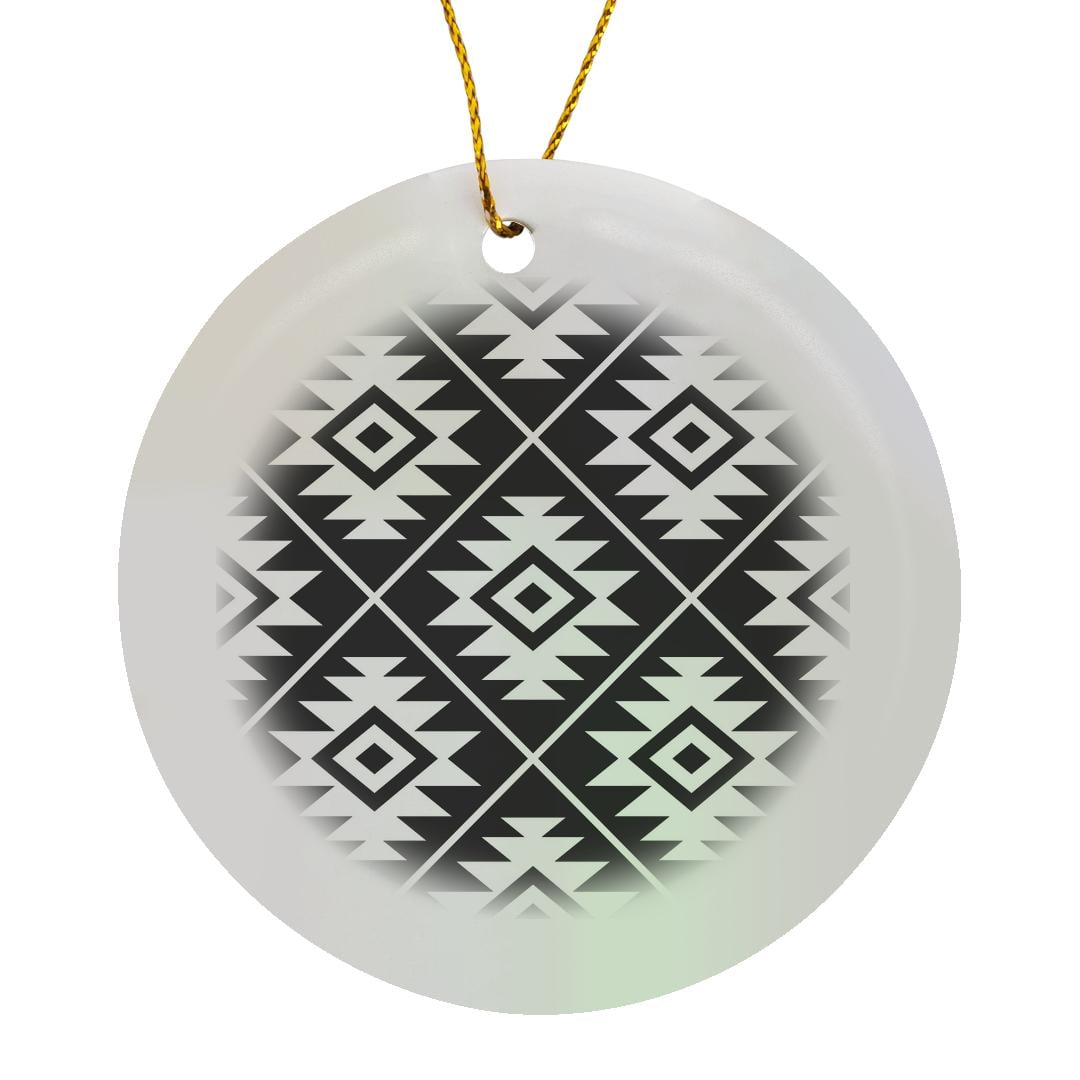 3drose, Aztec Symbol Pattern in White on Black., Circle Porcelain ...