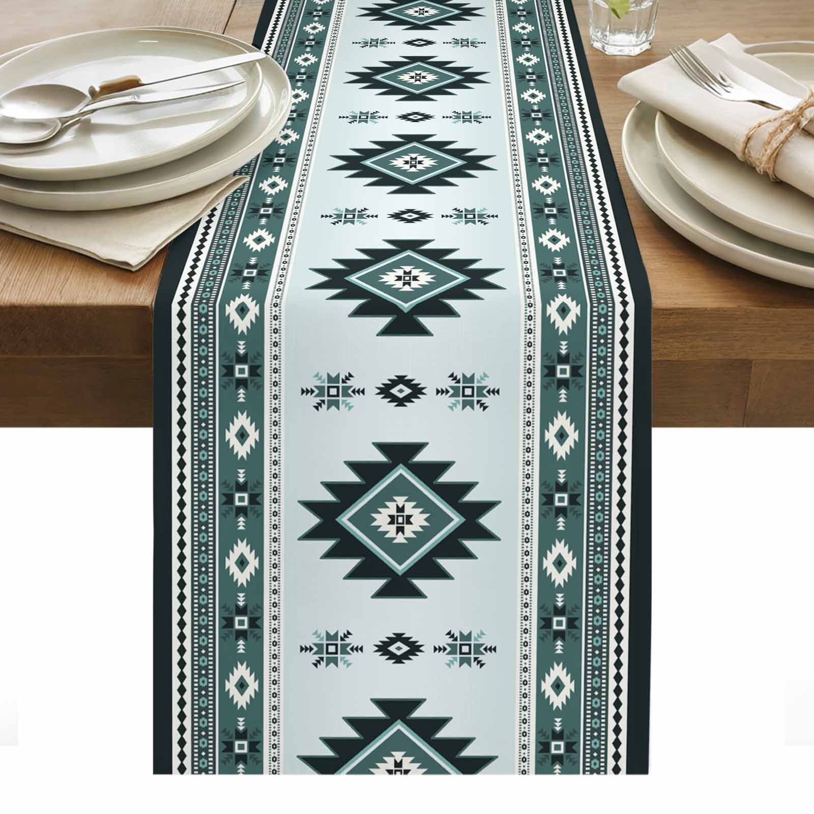 Aztec Table Runner 13 x 120 Inch, Southwest Wind Bohemian Water Duck ...