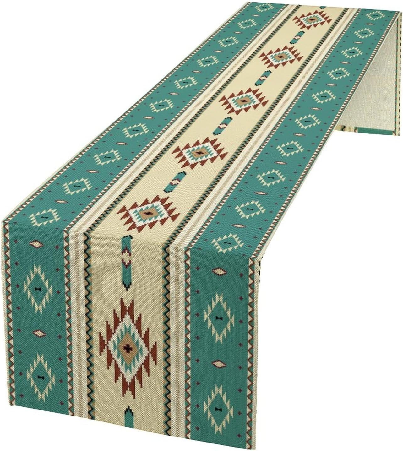 Aztec Table Runner,Ethnic Southwestern Mexican Native Indian Green ...