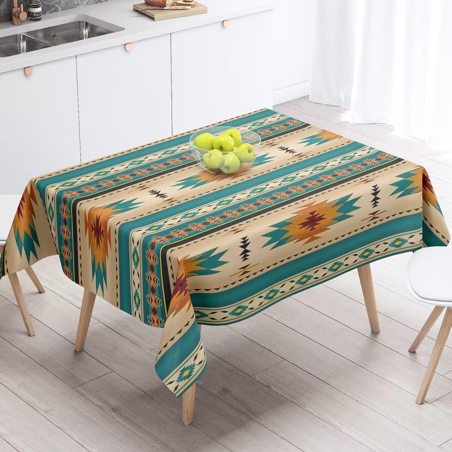 Aztec Tablecloth, Tribal Geometric Pattern Table Cover Rustic Native ...