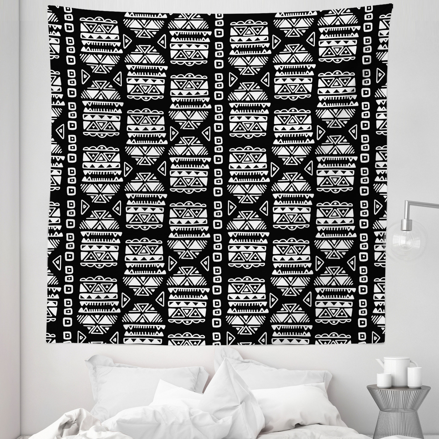 Aztec Tapestry, Doodle Illustration of Traditional Triangles Squares ...