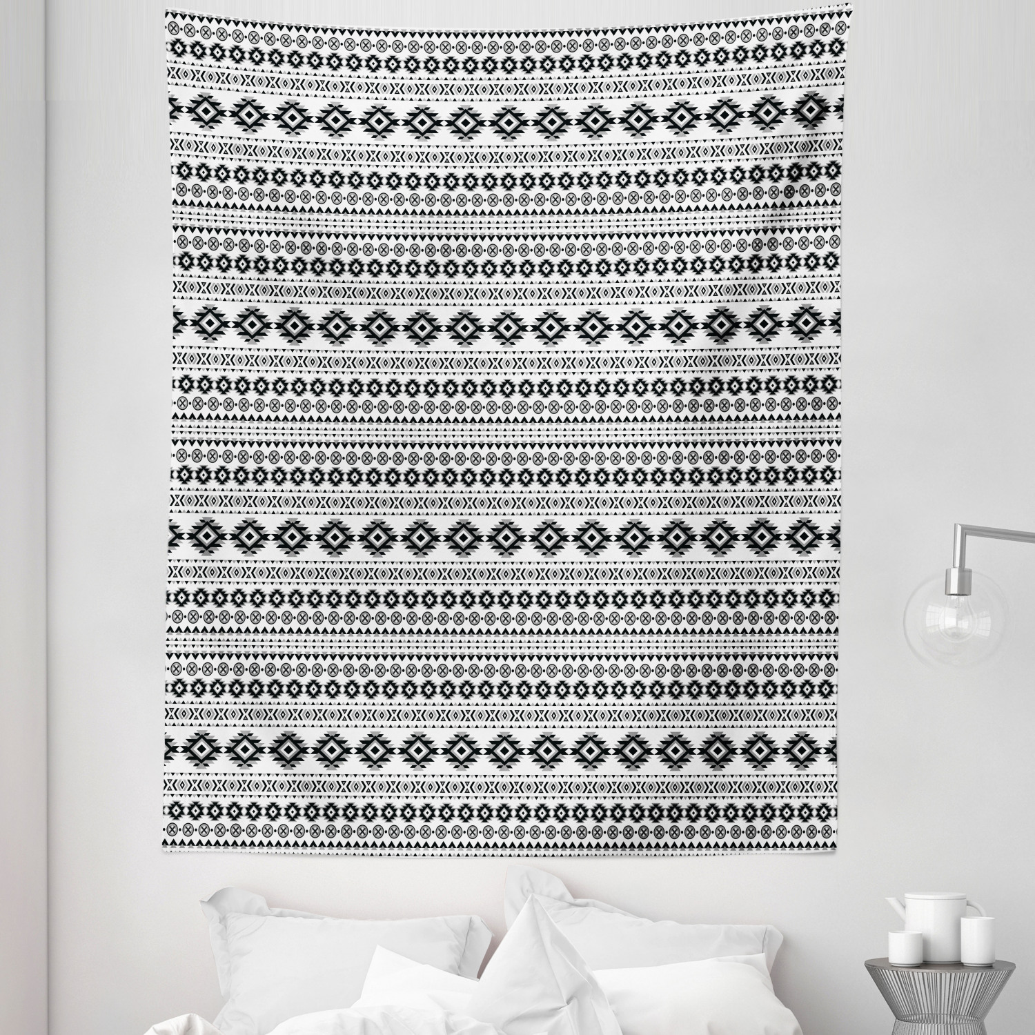 Aztec Tapestry, Ikat Style Prehistoric Forms Folk Retro Hippie Tribal ...
