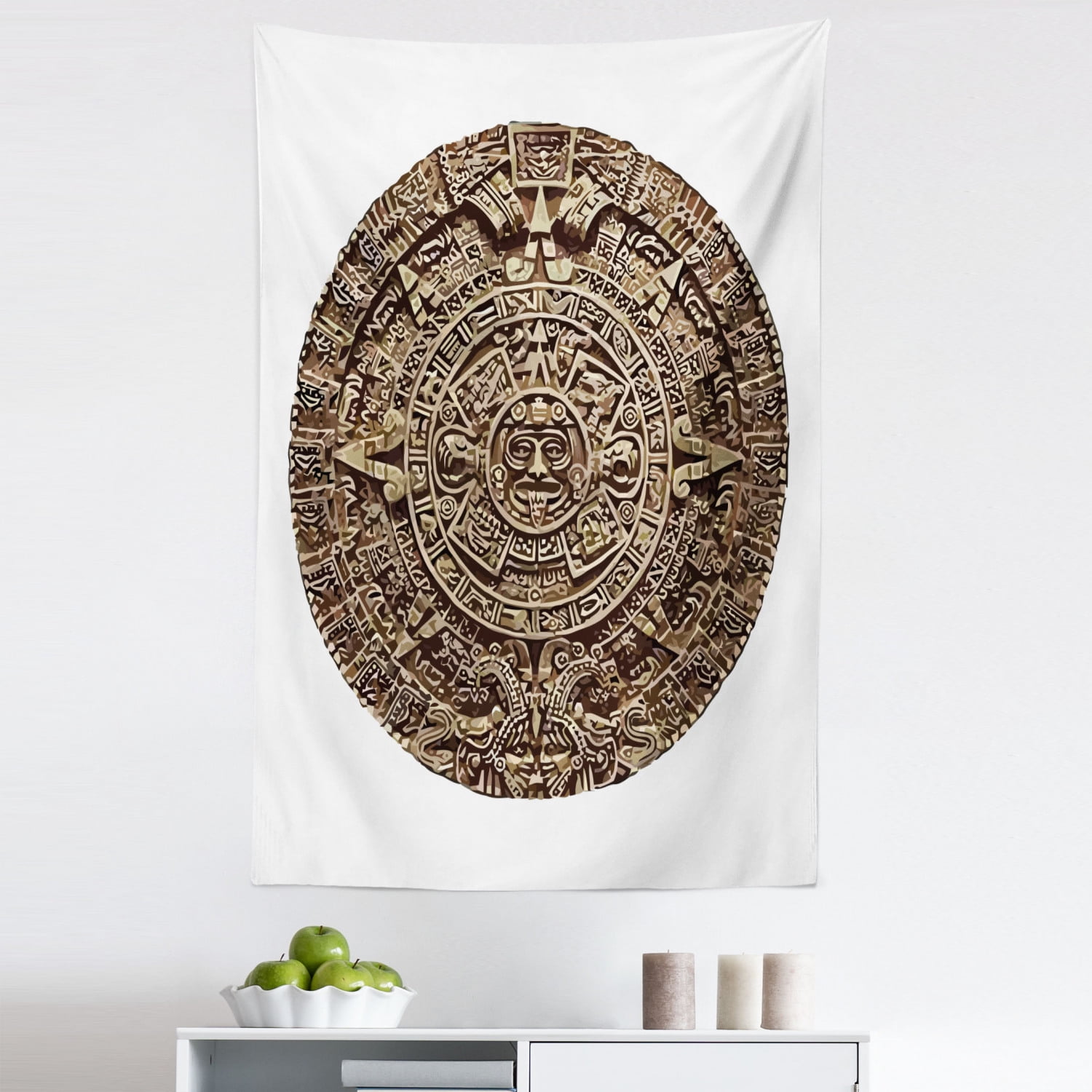 Aztec Tapestry, Tribal Themed Medallion of Mexican Civilization Tribal ...