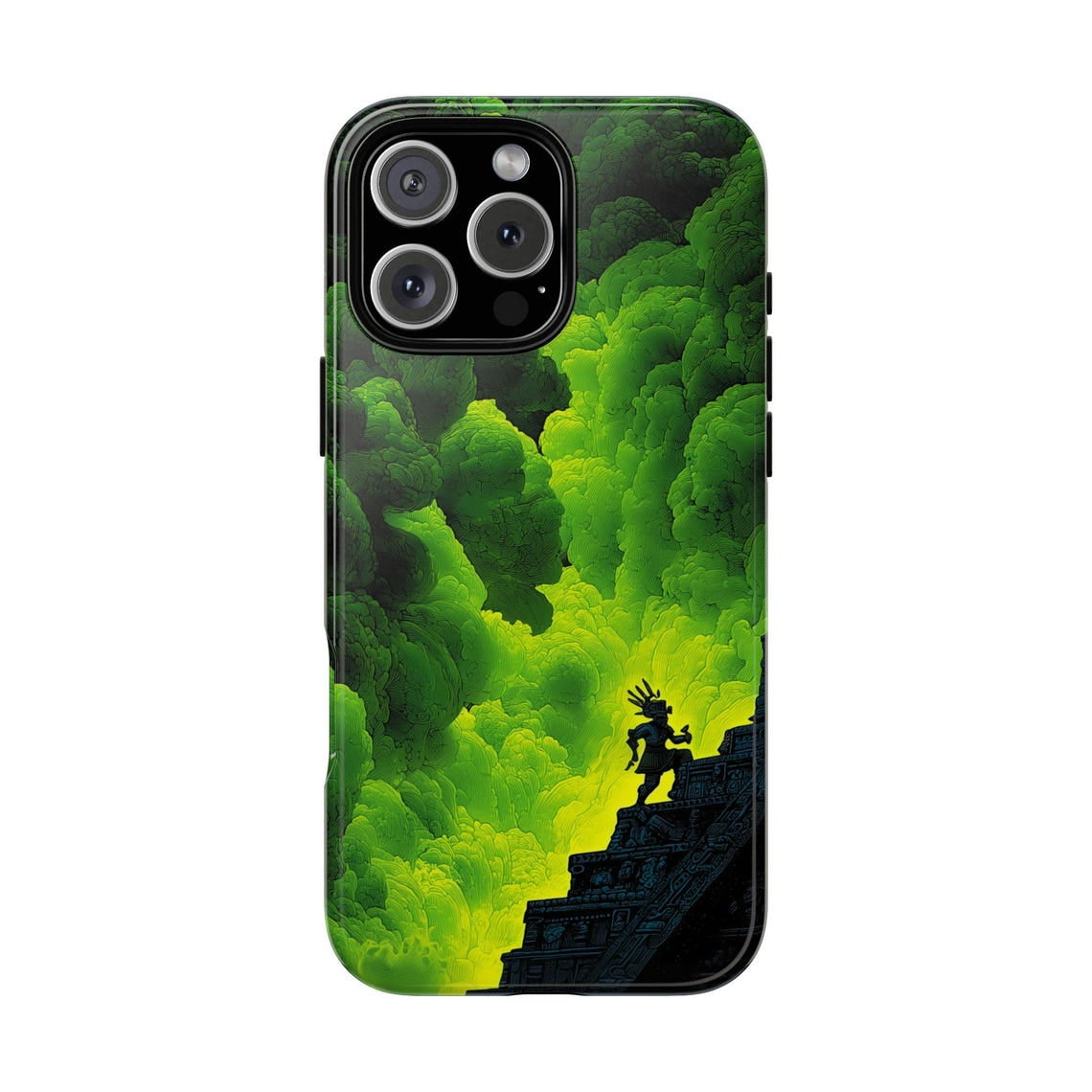 Aztec Temple Green Smoke Ancient Warrior Art Phone Case for iPhone 17 ...