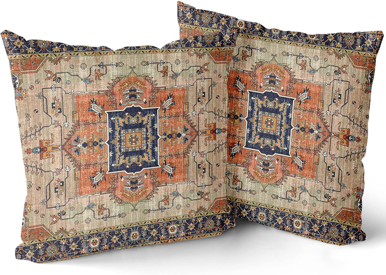 Aztec Terracotta Boho Throw Pillow Covers 20x20 Inch Vintage Persian ...