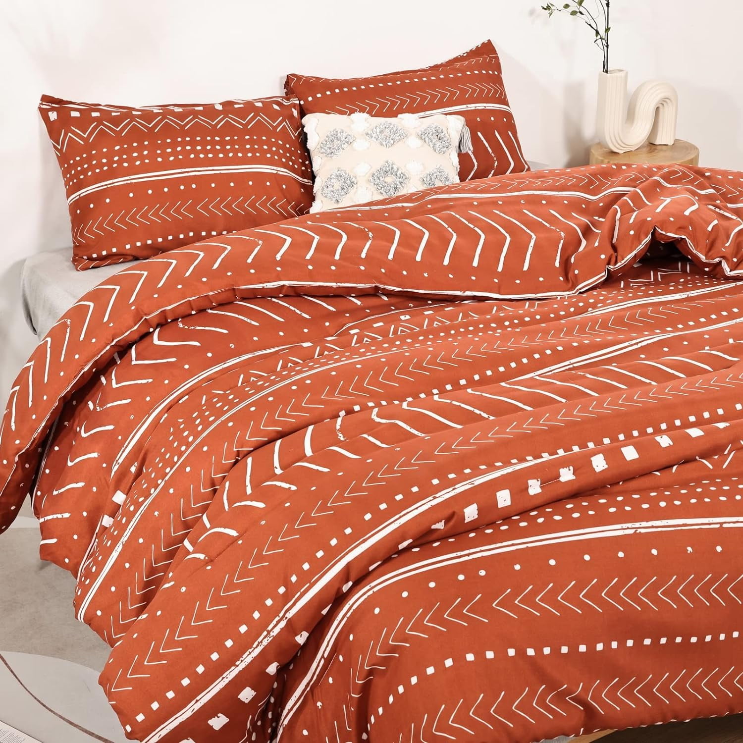 Aztec Terracotta Comforters Full Size Folkloric Art Pattern Burnt ...