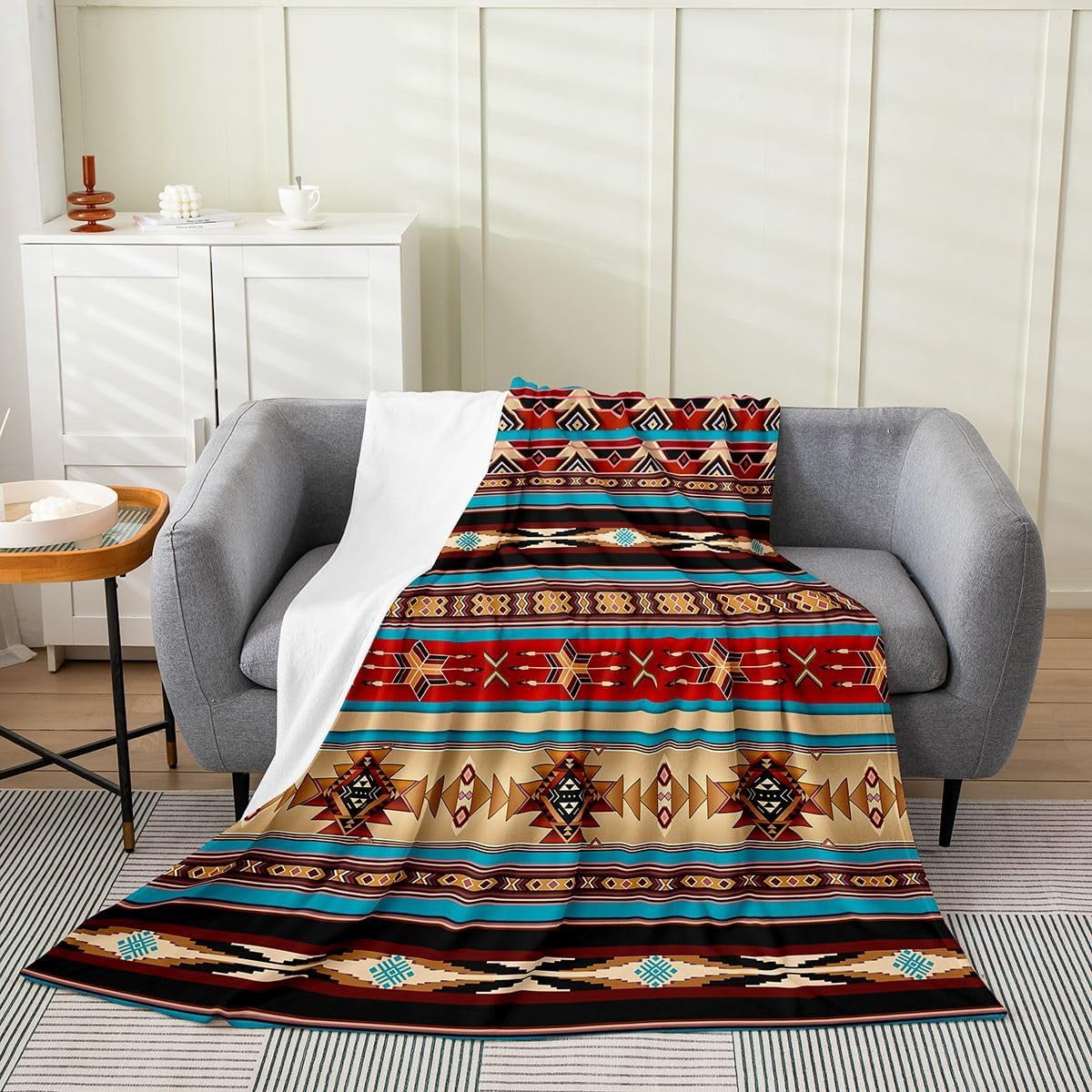 Aztec Throw Blanket, Ethnic Tribal Arrow Flannel Fleece, Southwestern ...