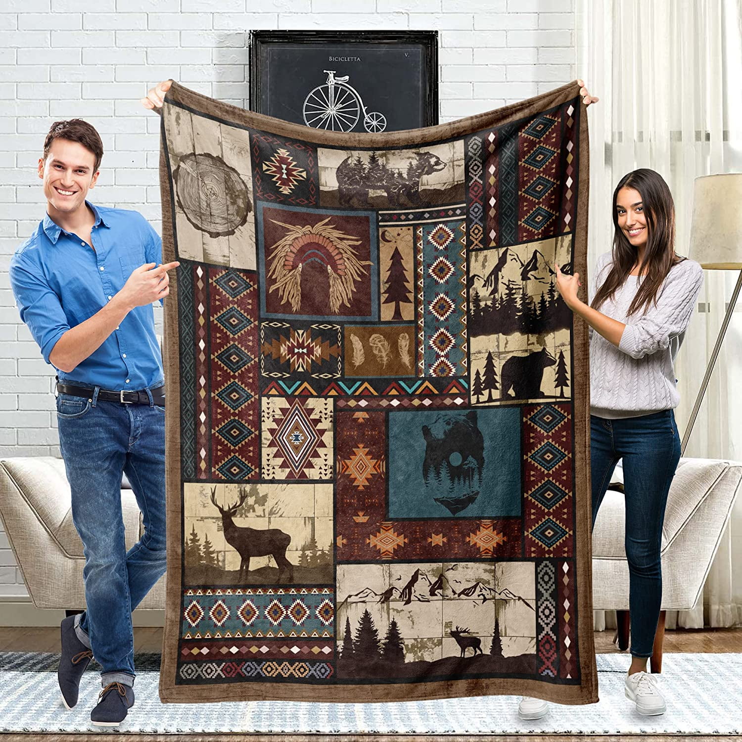 Aztec Throw Blanket Mexician Blanket American Native Boho Blanket ...