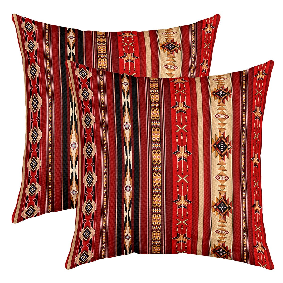 Aztec Throw Pillow Covers 18x18 Inch Set of 2, Tribal Arrow Cushion ...