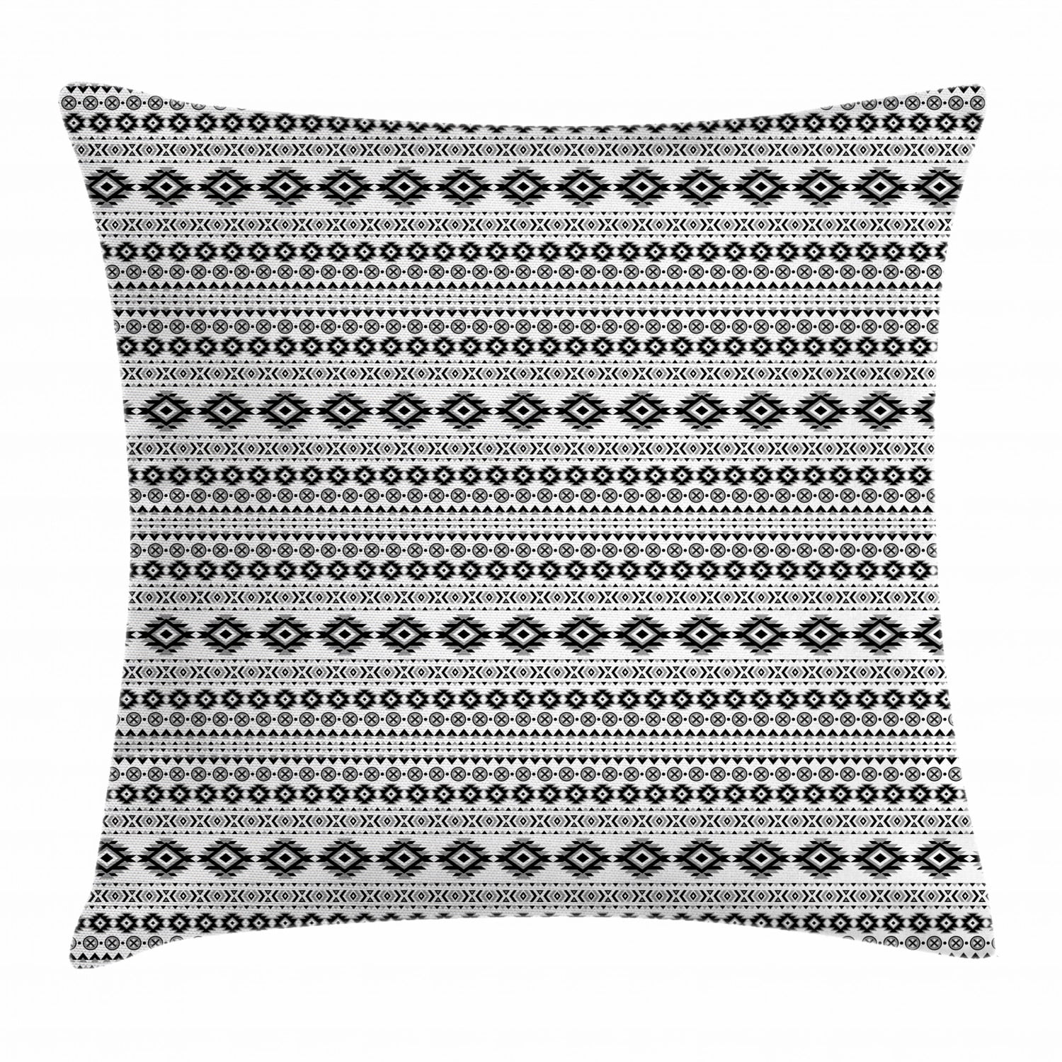 Aztec Throw Pillow Cushion Cover, Ikat Style Prehistoric Forms Folk ...