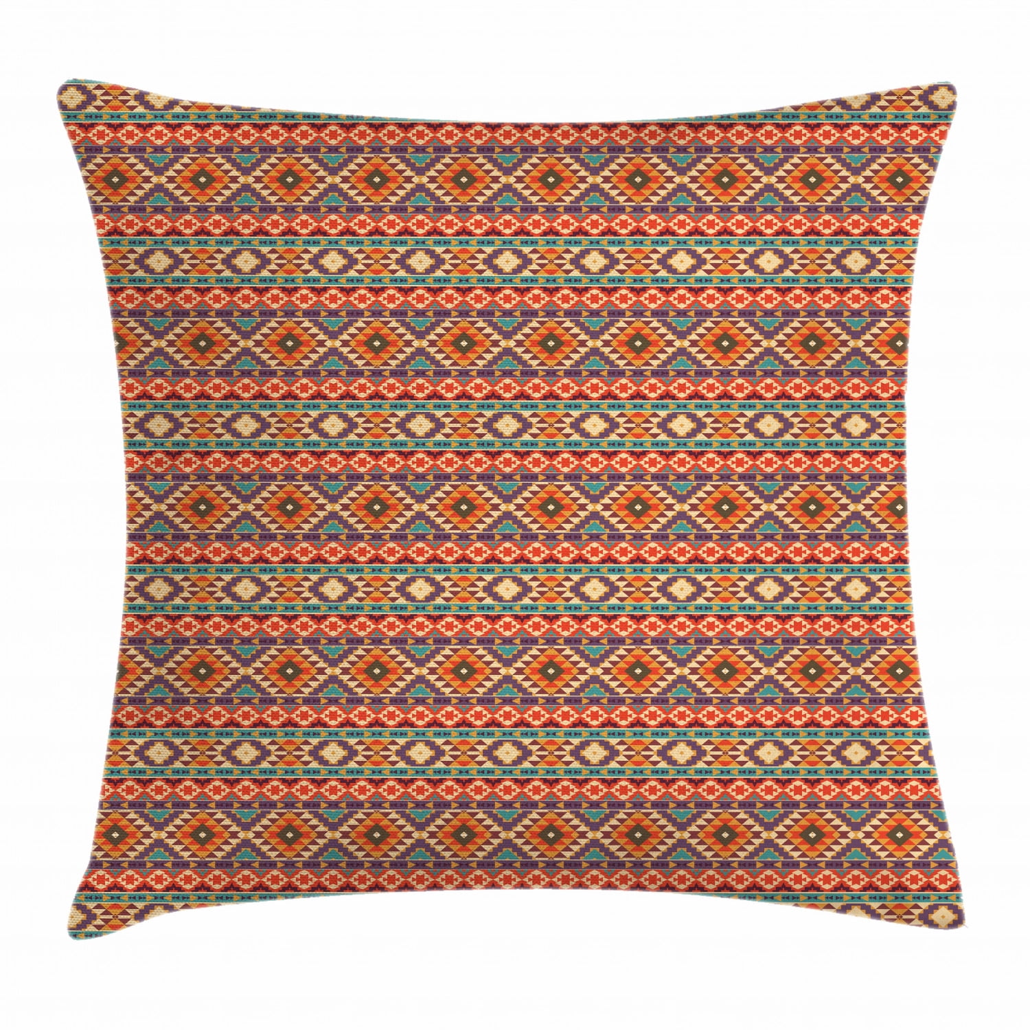 Aztec Throw Pillow Cushion Cover, Vibrant Geometric Pastel Peru Culture ...