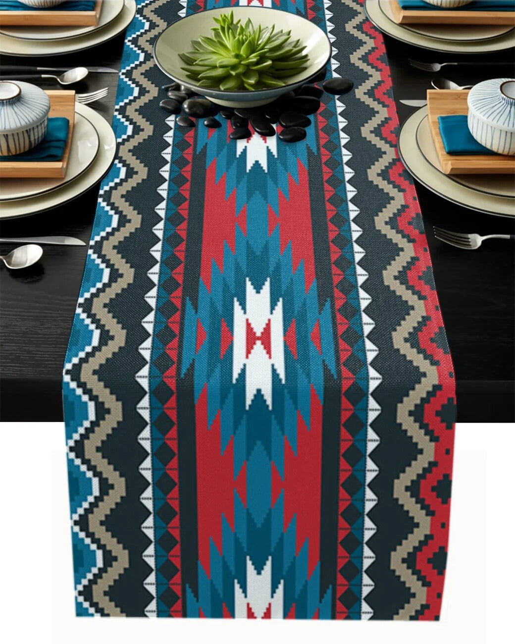 Aztec Traditional Patterns Black Table Runner Wedding Decor Dining ...