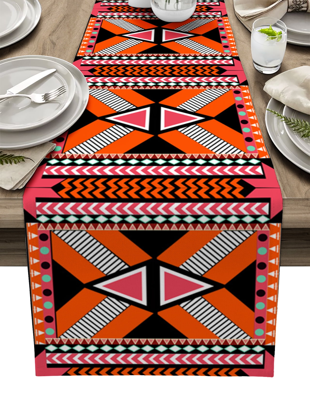 Aztec Traditional Patterns Black Table Runner Wedding r Dining Table ...