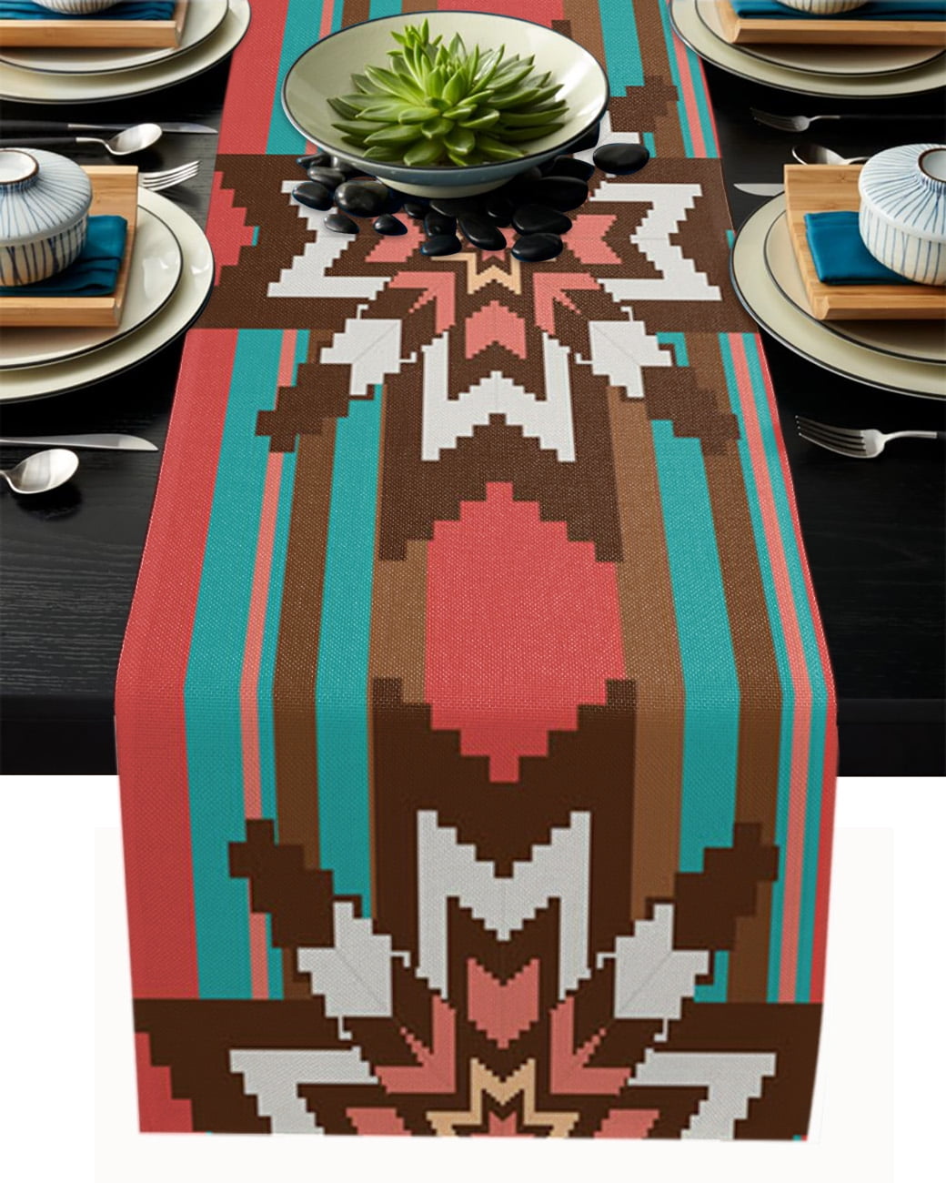 Aztec Traditional Patterns Black Table Runner Wedding r Dining Table ...