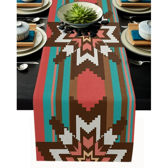 Aztec Traditional Patterns Black Table Runner Wedding r Dining Table ...