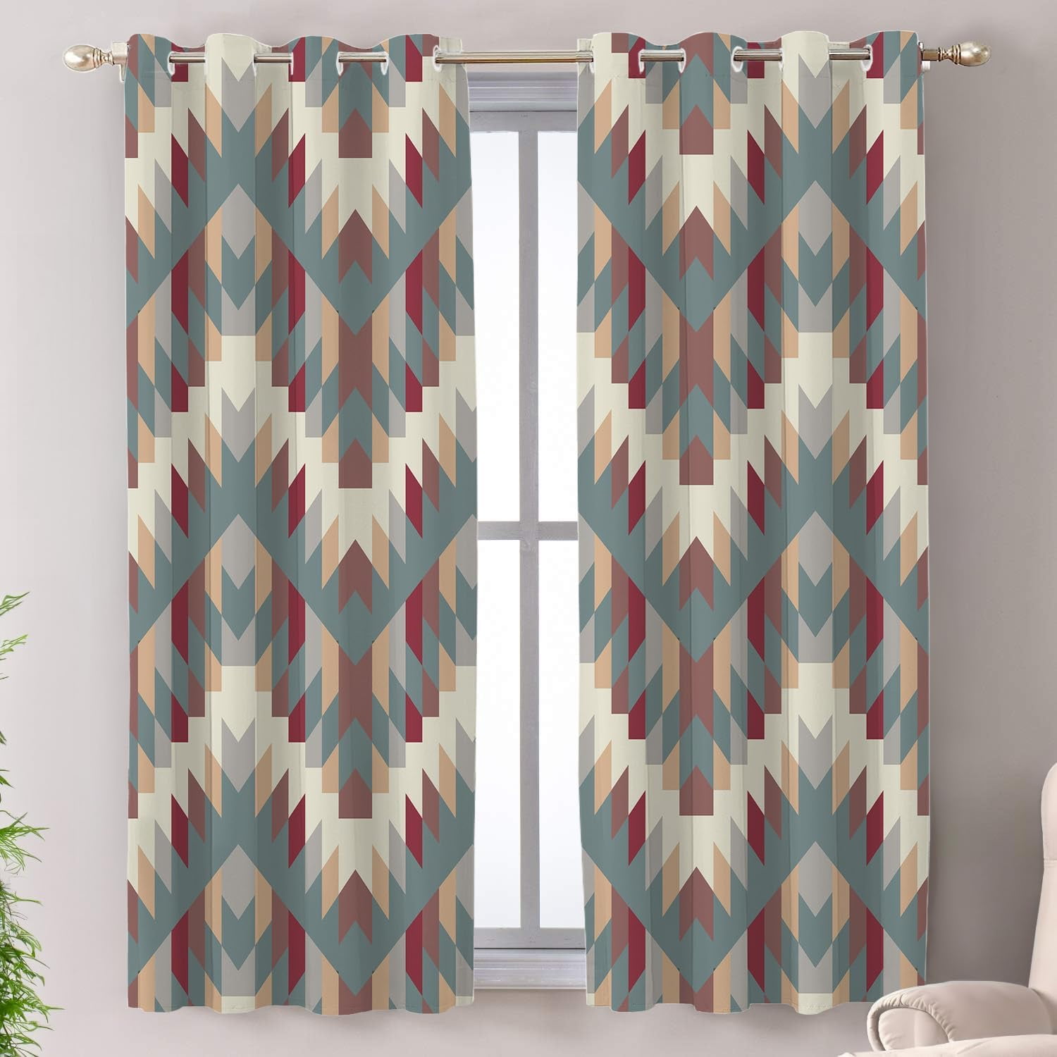 Aztec Tribal Blackout Window Curtains, Wild Aztec Patterns Thermal ...